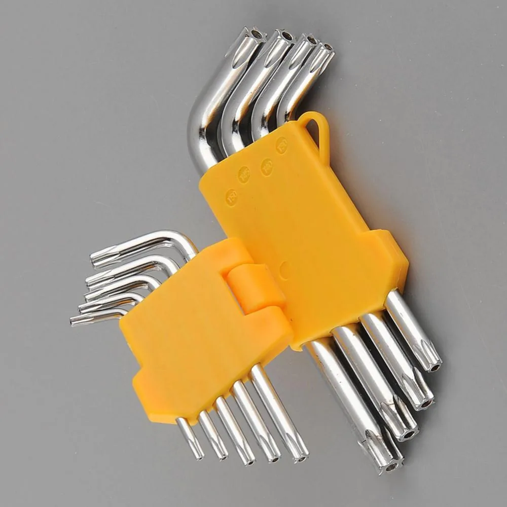 9 PC Tamper Proof Hollow Star Hex Key T10 T15 T20 T25 T27 T30 T40 T45 ...