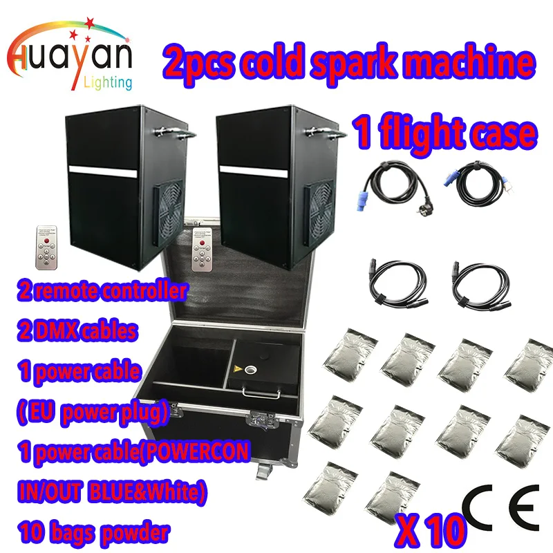 Free shipping 2pcs cold spark machine with flight case with 10 bags ...