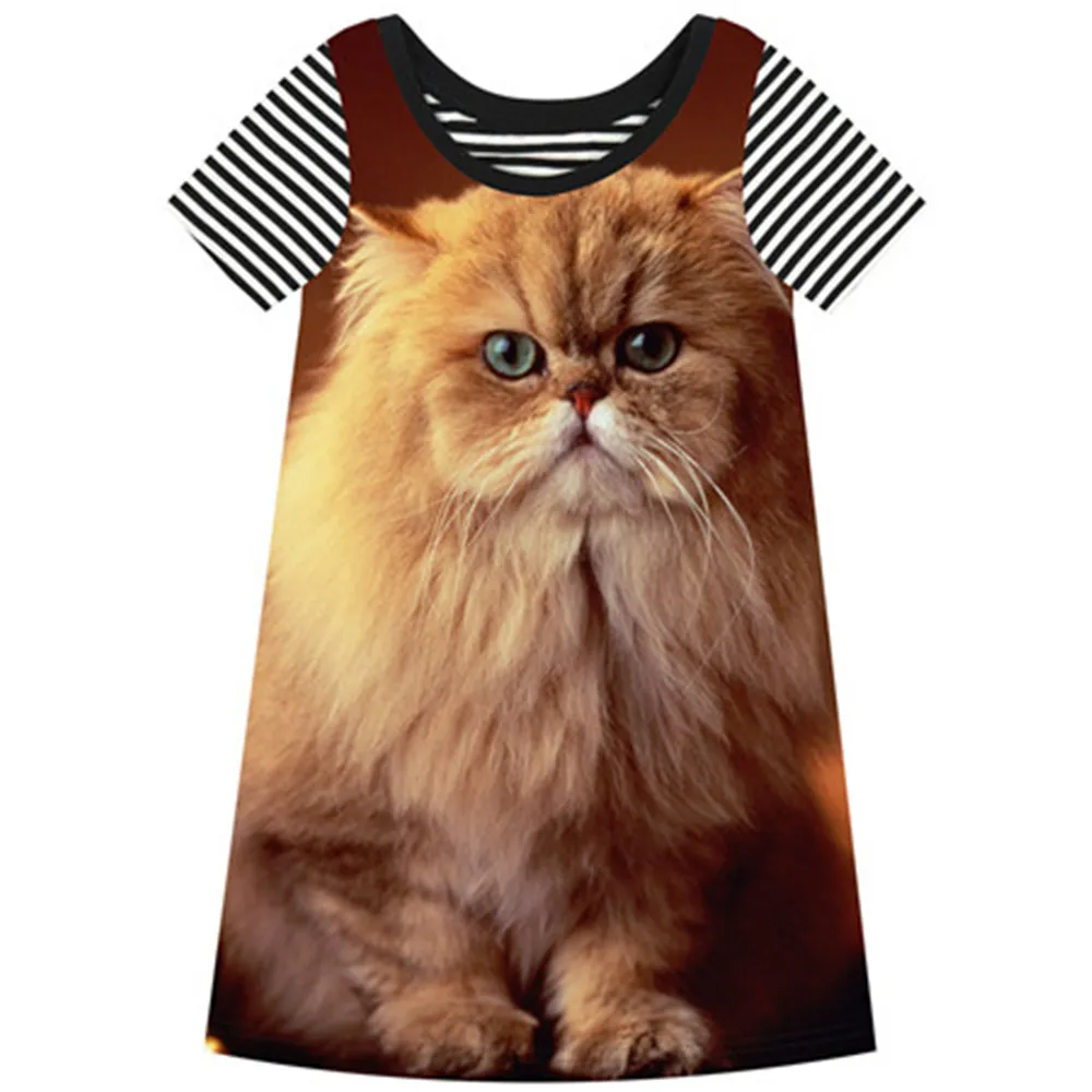 Children Costume Striped Yellow hair cat Print Kids Clothes Birthday ...