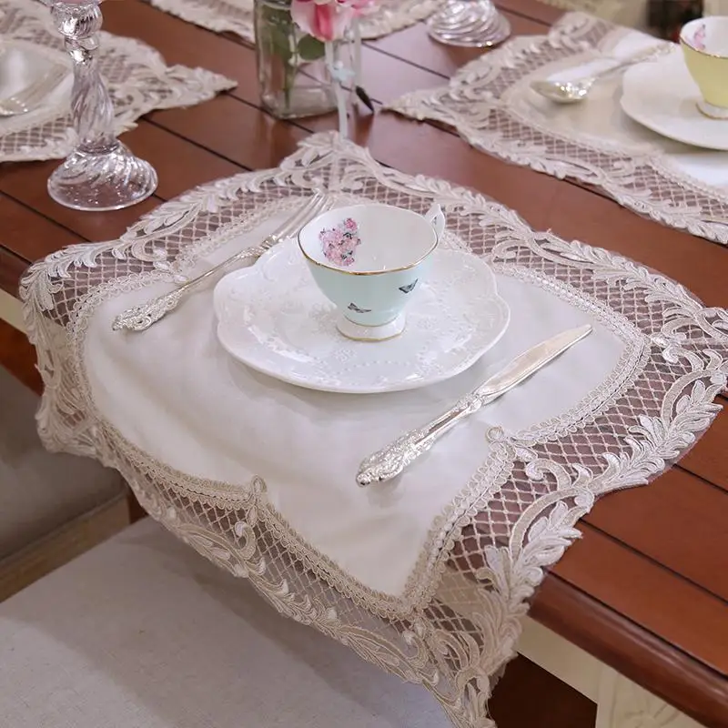 New beauty lace Place Mat placemat 4pcs/lot Europe pink & white dinner ...