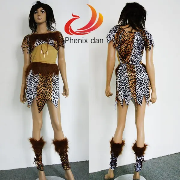 Fashionable Leopard Fancy Dress Retro Cave Woman/Girl Costume Cosplay ...