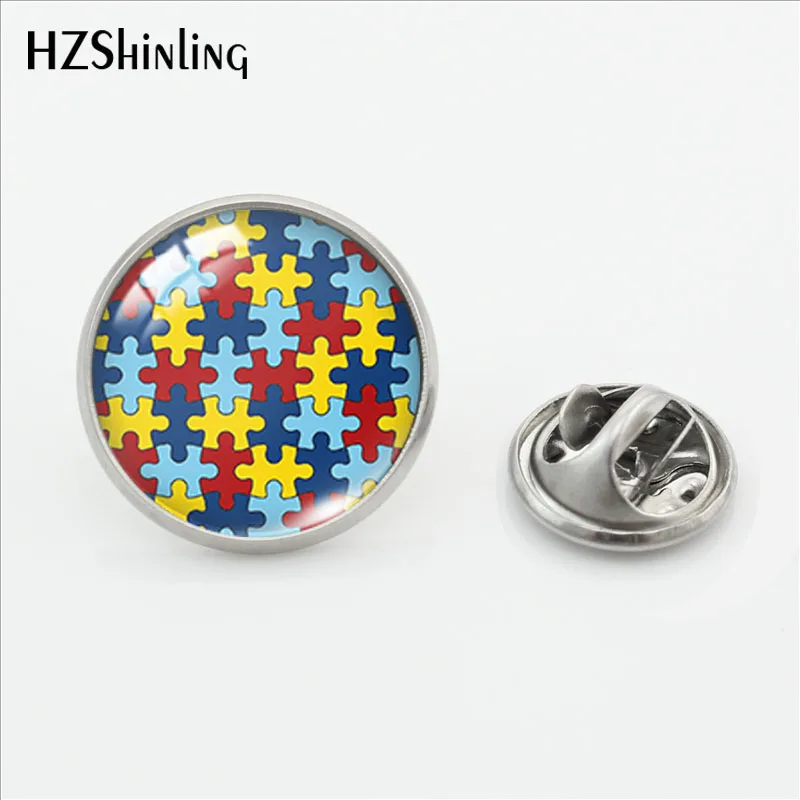 2019 New Autism Awareness Pin Stainless Steel Glass Cabochon Jewelry ...