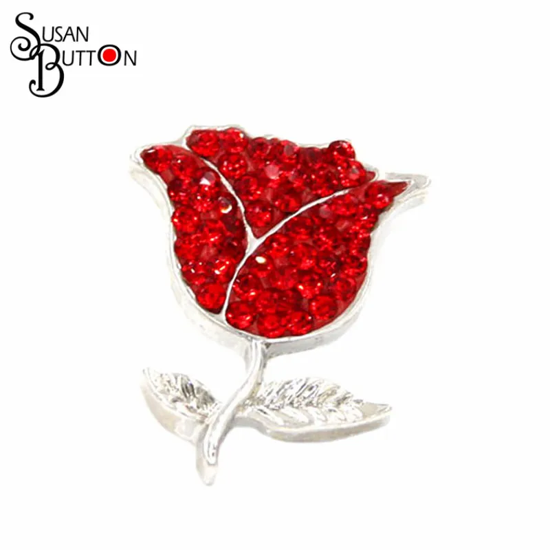 Hot Sale Red Crystal Rhinestone Snap Ginger Charms Jewelry 18mm Rose ...