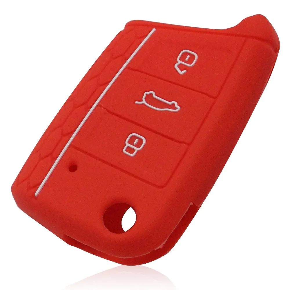 New 3 Buttons Silicone Car Key Cover For VW Volkswagen New Polo Golf 7 ...