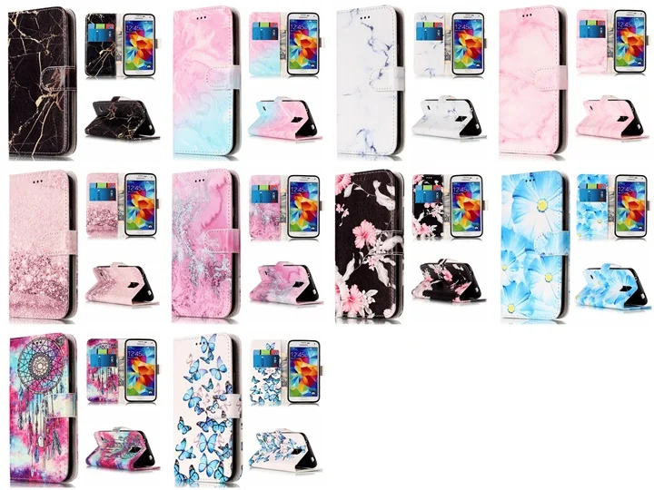 Marble Butterfly Azalea Painted Card Slot Leather Wallet Cover For ...