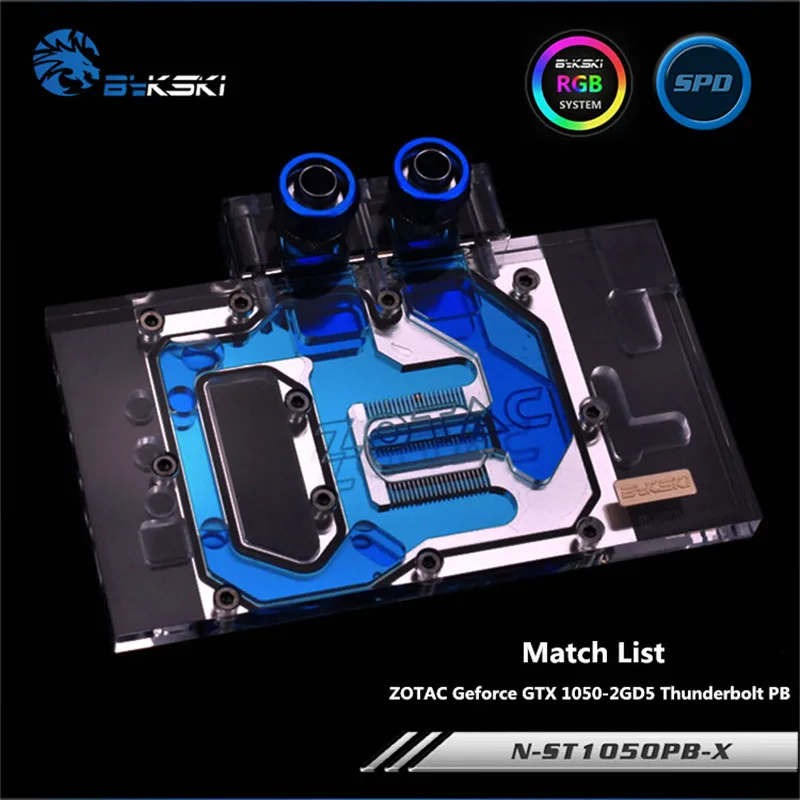 Bykski cobertura completa bloque de agua GPU para ZOTAC GeForce GTX 1050-2GD5 Thunderbolt PB ...