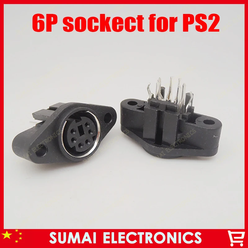 10pcs New 6p Keyboard Mouse Socket For Ps2 Socket 180 Degrees With Fix Hole F2b2 In
