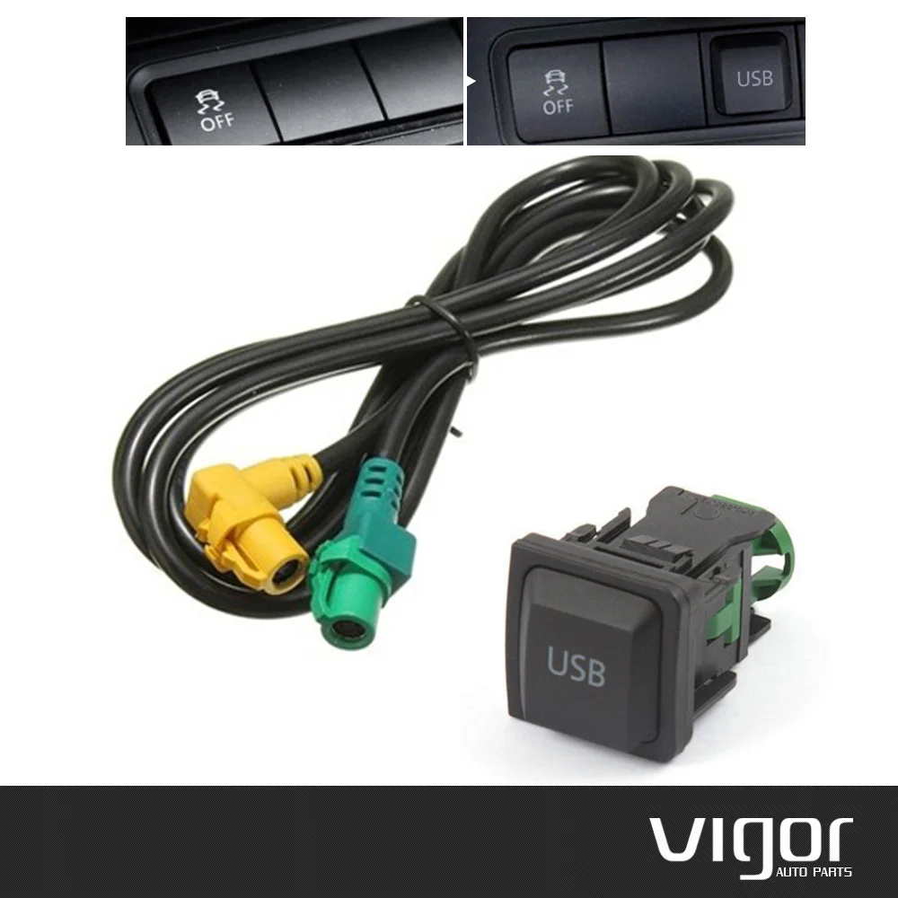 Car USB Cable Adapter with Switch for VW RCD300+ RCD510 RNS315 Golf ...