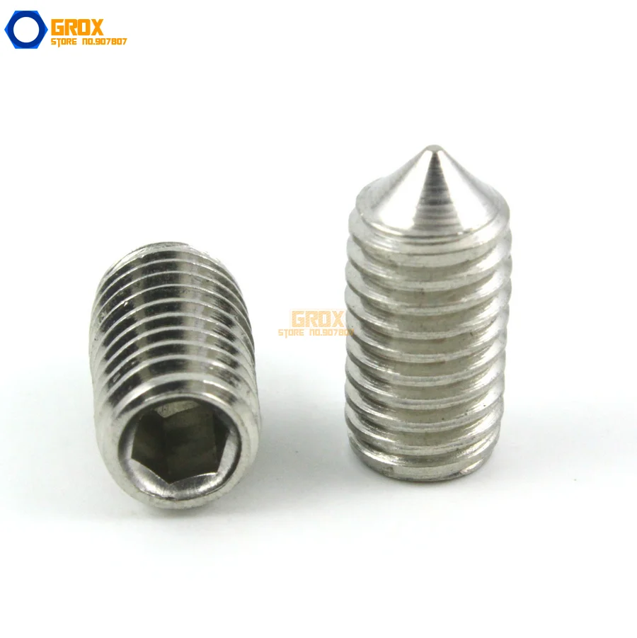M6 Cone Point Grub Screws Hex Socket Set Screw 316 Stainless Steel ...
