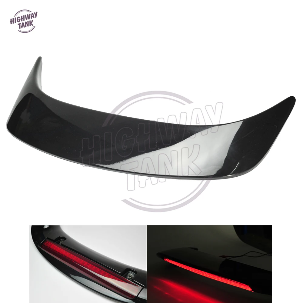 Black Motorcycle Led Rear Trunk Spoiler With Red Lens Case For Honda ...