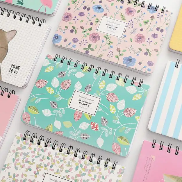 1 Piece Korean Flower Coil Weekly Planner Spiral Notebook Dairy Memo ...