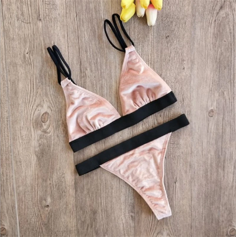Sexy Women Swimsuits 2018 New Pop Fur Stylish Solid Swimwear Bathing
