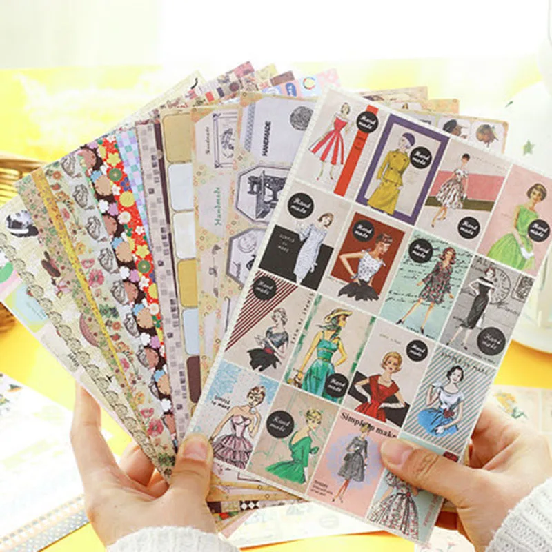 24 Sheets Book Sticker Vintage stamps stickers Diary Scrapbook Calendar ...