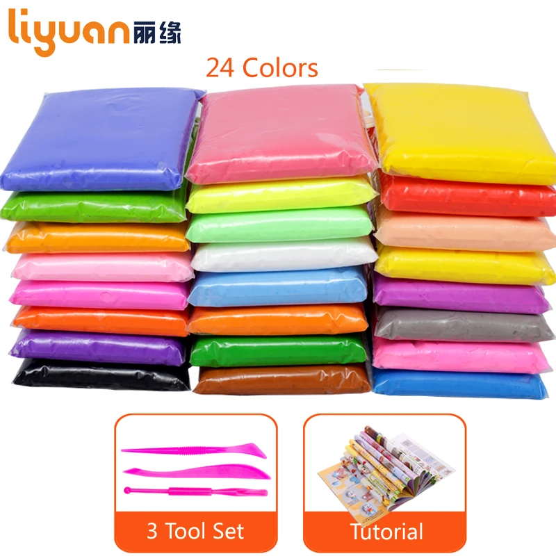 24 Colors Super Light Clay Air Dry Plasticine Modeling Clay Playdough ...