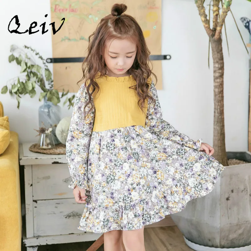 Girls Dress Floral 100% Cotton Princess Dresses for Children Spring ...
