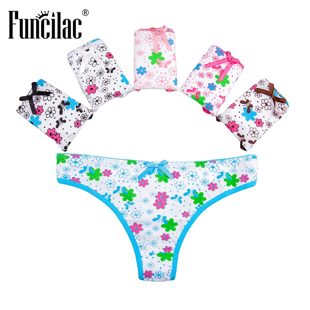 Funcilac Womens Underwear Lingerie Thongs Strings Tanga Ladies Cotton