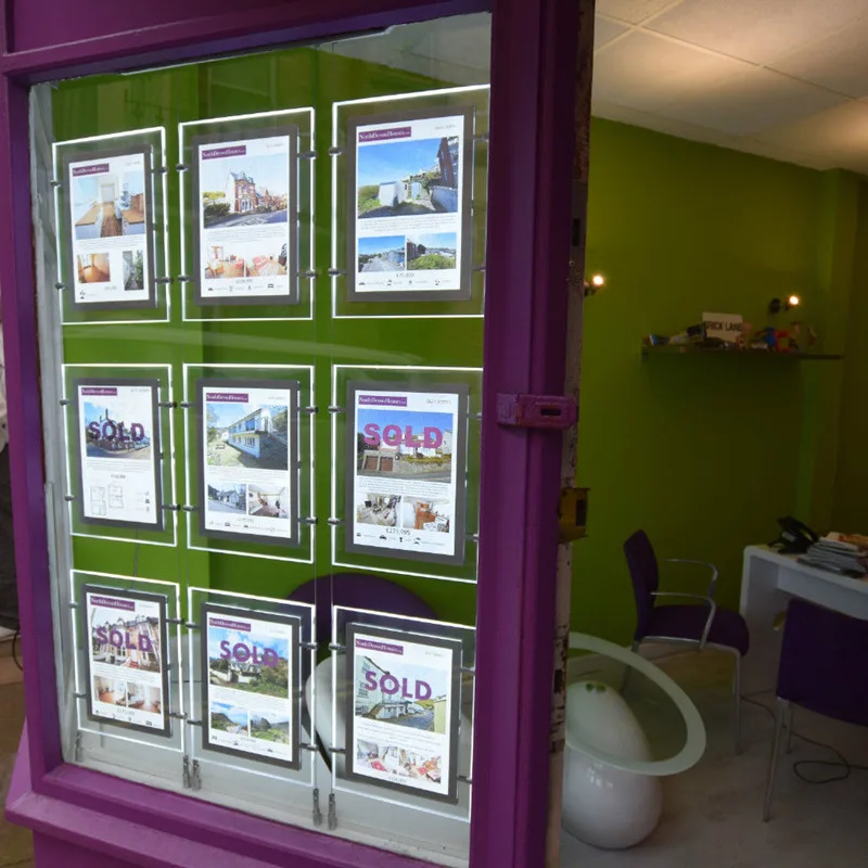 Real Estate Agency Window A3 Vertical Cable Hanging Led Illuminated ...