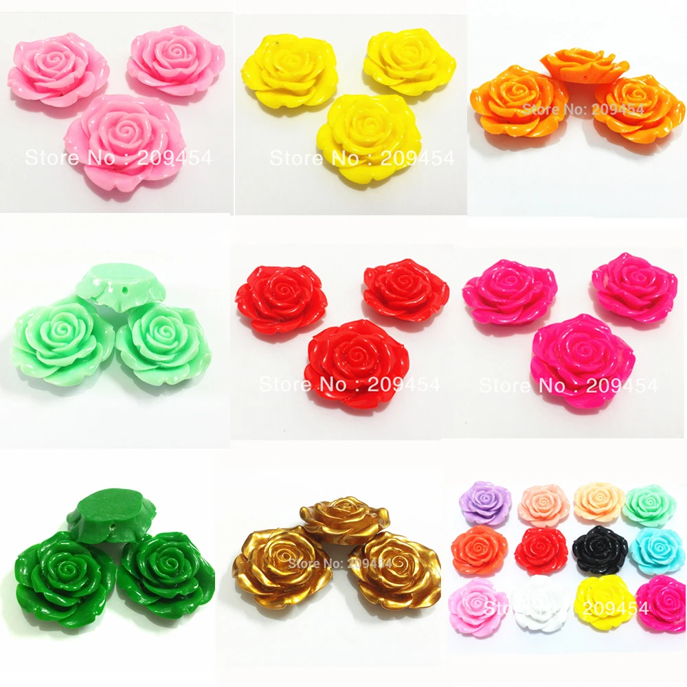Large Size 42mm 50pcs/bag Resin Rose Flower Chunky Beads (Have Hole)-in ...