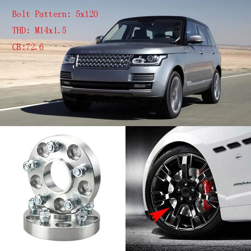 4pcs 1" Wheel Spacers Adapters 5 Lug 5x4.7"/5x120 14x1.5 Studs For Land ...