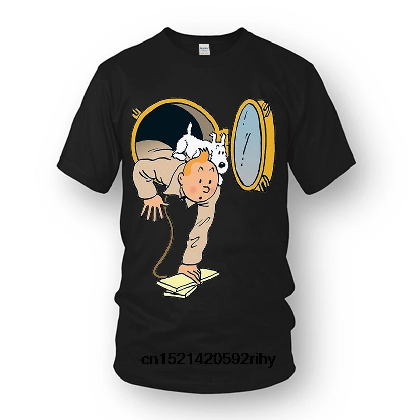 Gildan New Fashion T Shirts Tintin Adventure Classic Animation T shirts ...