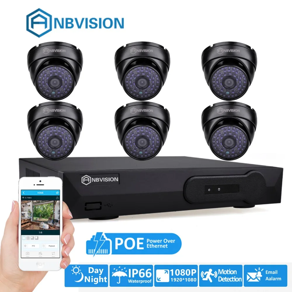 Anbvision 6 piezas 2MP 1080 P LED CCTV cámara de visión nocturna Domo al aire libre 8 * canal ...