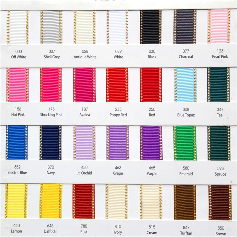 6 9 16 25 38 Mm Width Polyester Gold Edged Grosgrain Ribbon , 100 Yards ...