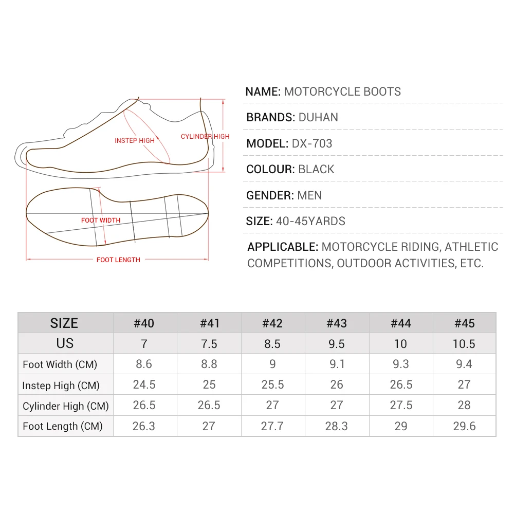 Motorcycle Boot Size Chart | Reviewmotors.co