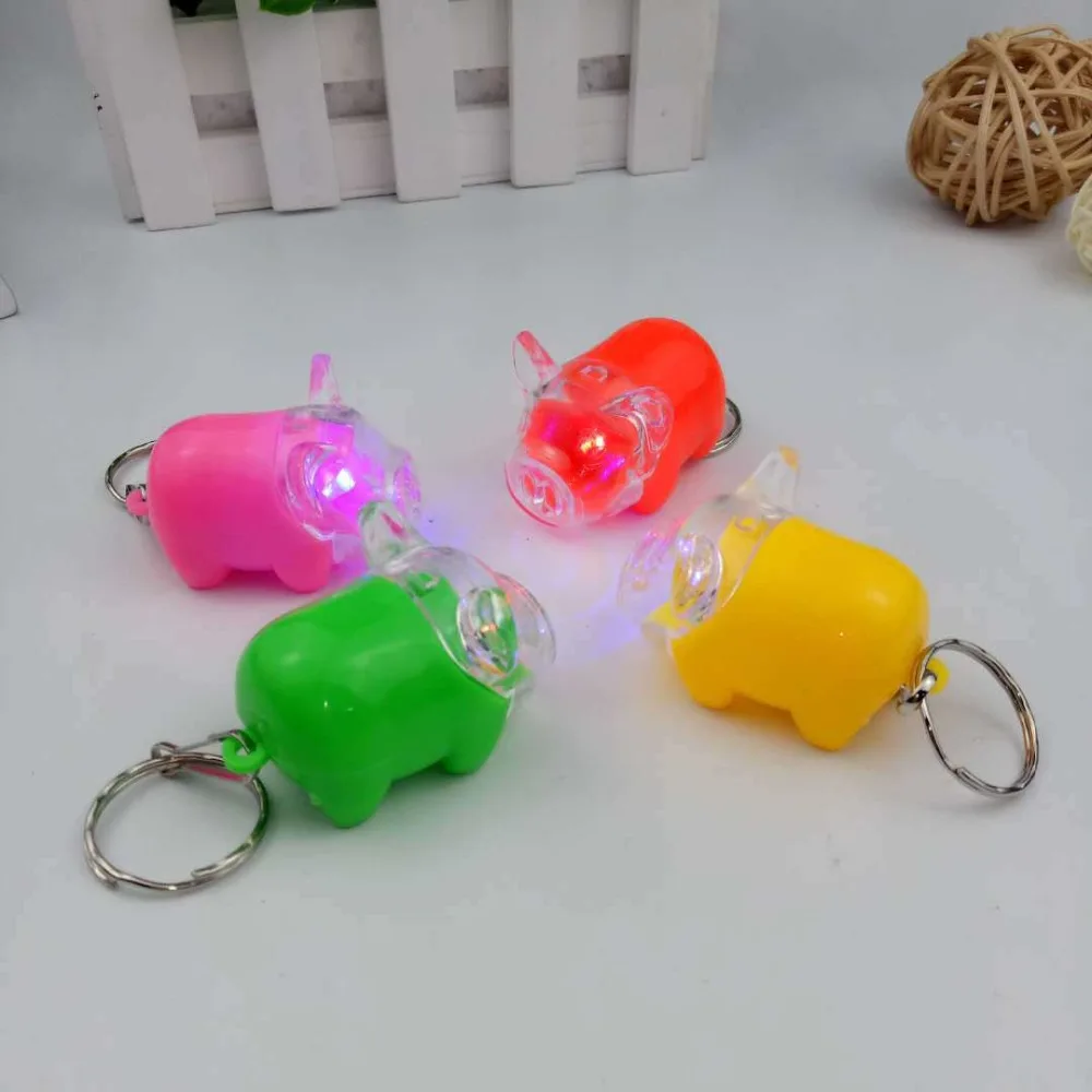 Hot LED Cartoon Pig Piggy Flashlight Keychain Colorful Children Animal ...