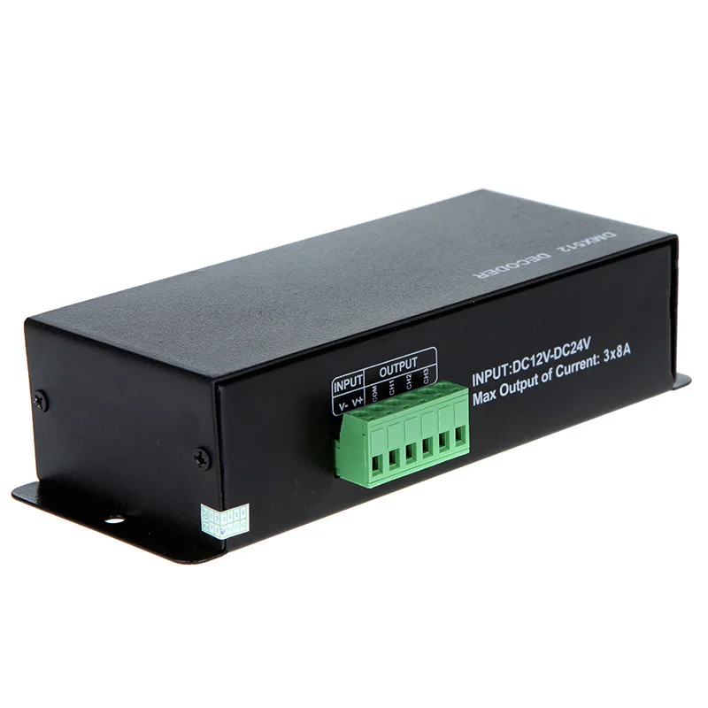 Led DMX controller DC 12V 24V 3CH X 8A DMX RGB Decorder Controller for ...