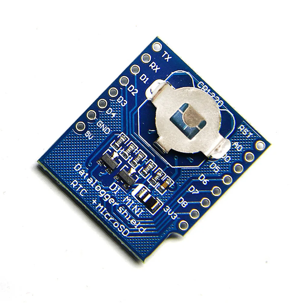 DataLog Shield for D1 mini RTC DS1307 with battery + MicroSD with pin ...