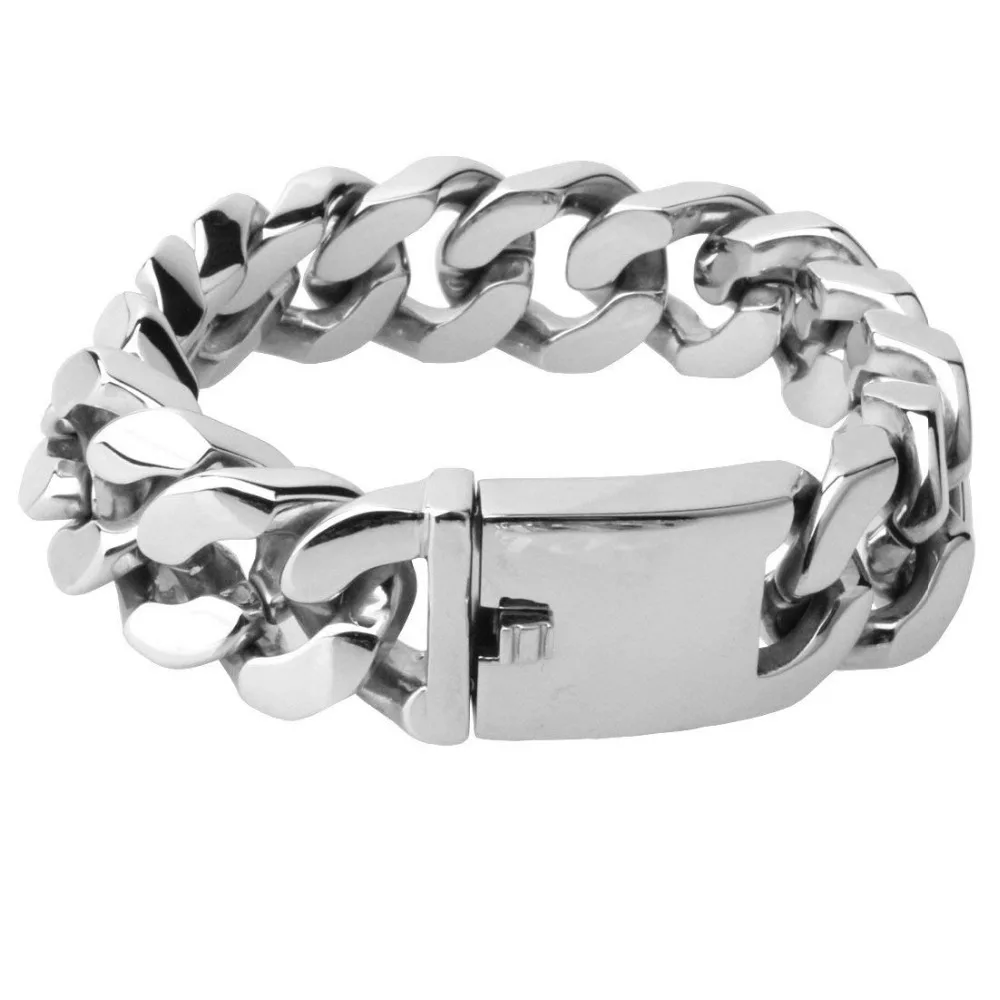 Stainless Steel Bracelet 9inch 20mm Heavy Mens Stainless Steel Curb Cuban Chain Bracelet Free