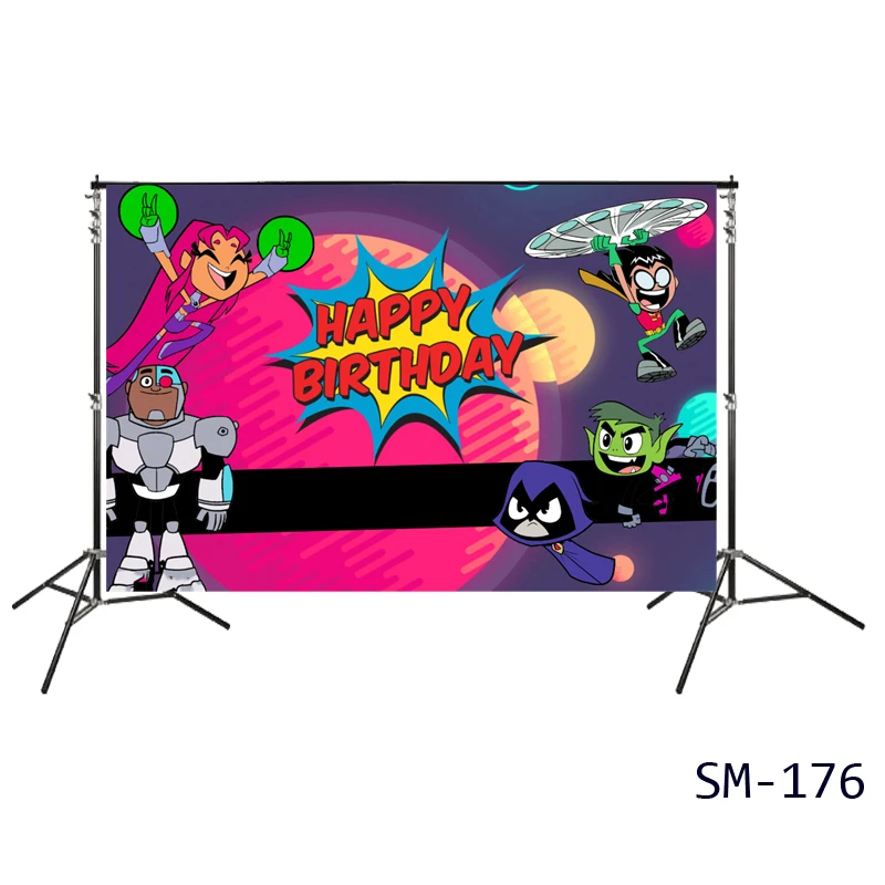 Teen Titans Go Birthday backdrops cartoon Banner Cute kids Photography ...