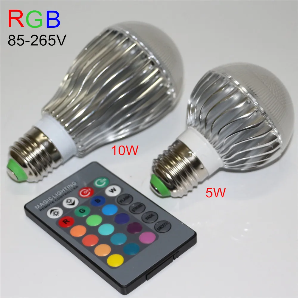 1 X High Brightness 5W 10W RGB LED Bulb AC85 265V E27 Colorful ...