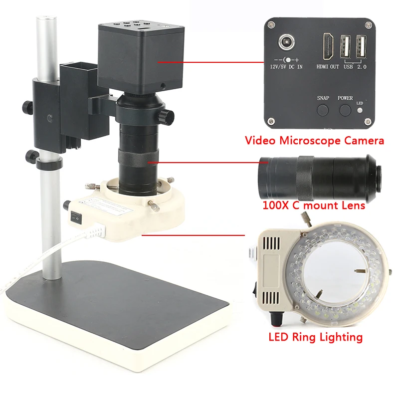 1080P 4K UHD 12MP Digital Electronic Industrial Video Microscope Camera ...