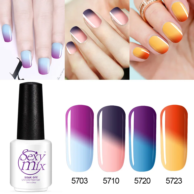 Sexy mix 1Pcs Thermal Temperature Change Nail Gel Polish 7ml UV Soak ...