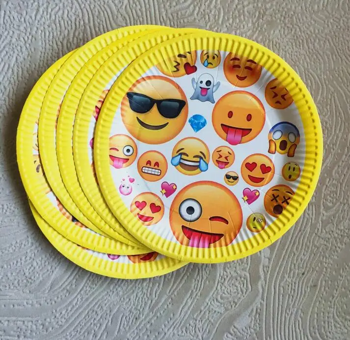 7inch 10pcs Kids Favors Smiley face Theme Baby Shower Tableware Paper ...