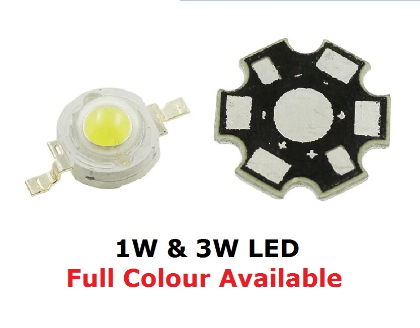 10pc 1W 3W High power LED Red Green Yellow Blue Warm White brightness ...