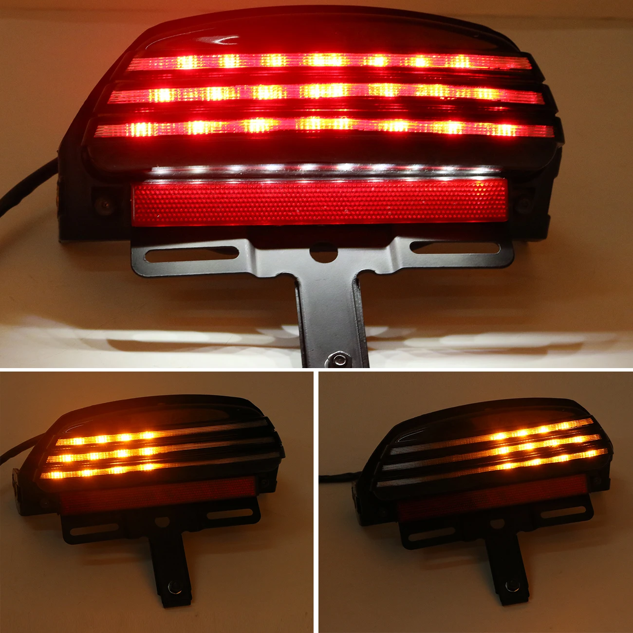 Led Rear Turn Signal Tail Light With License Plate Bracket For Harley ...
