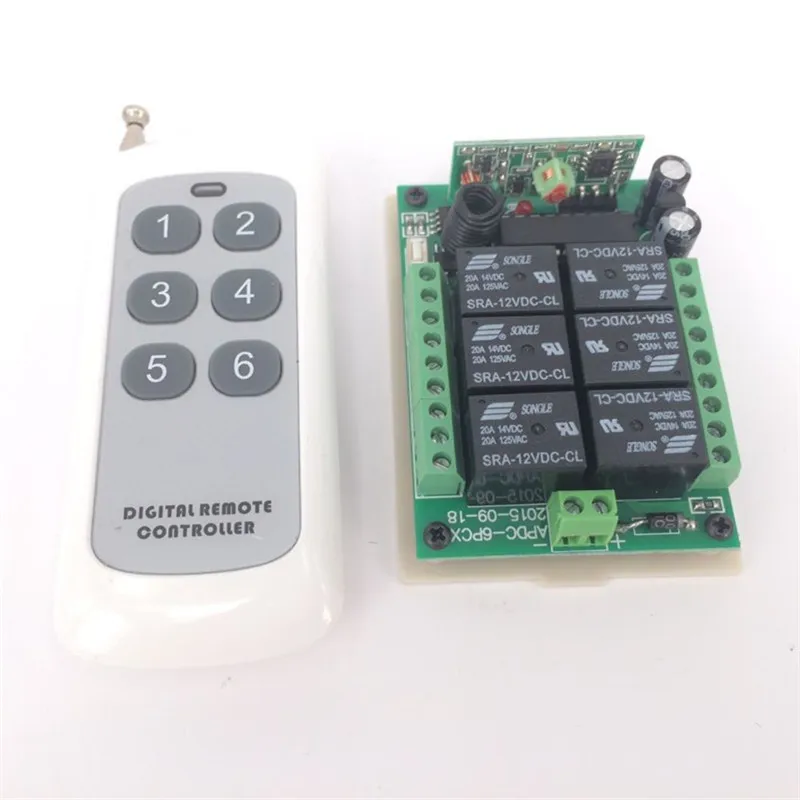 6 way wireless remote control switch 12V multi function receiver relay ...