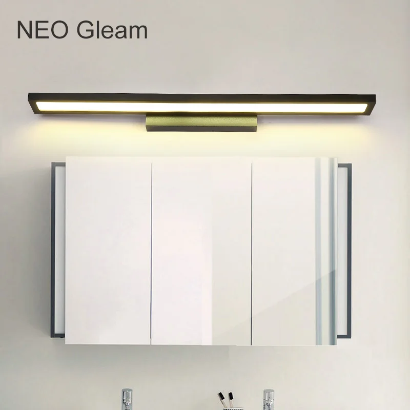 NEO Gleam WhiteBlack Modern bathroom toilet LED front mirror lights ...