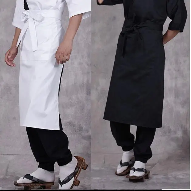 Japanese-Cuisine-Apron-Men-Woman-Chef-Work-Black-White-Long-Sushi ...