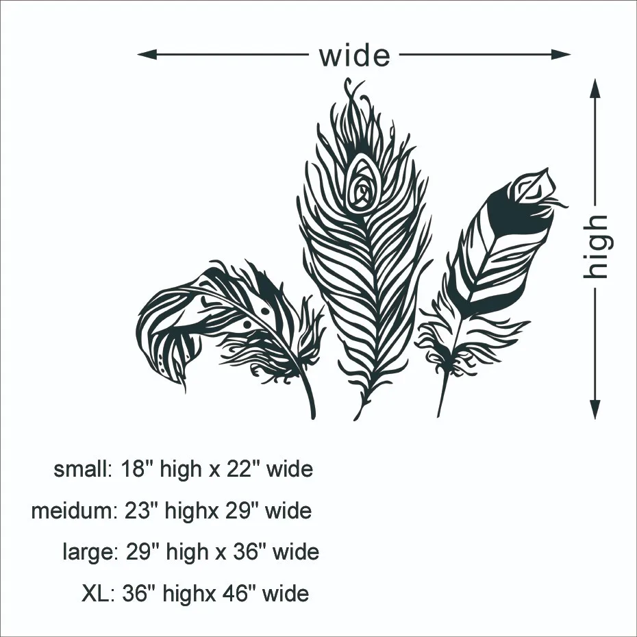 Feather Wall Decal Vinyl Wall Sticker Feathers Art Decals Tribal Boho ...