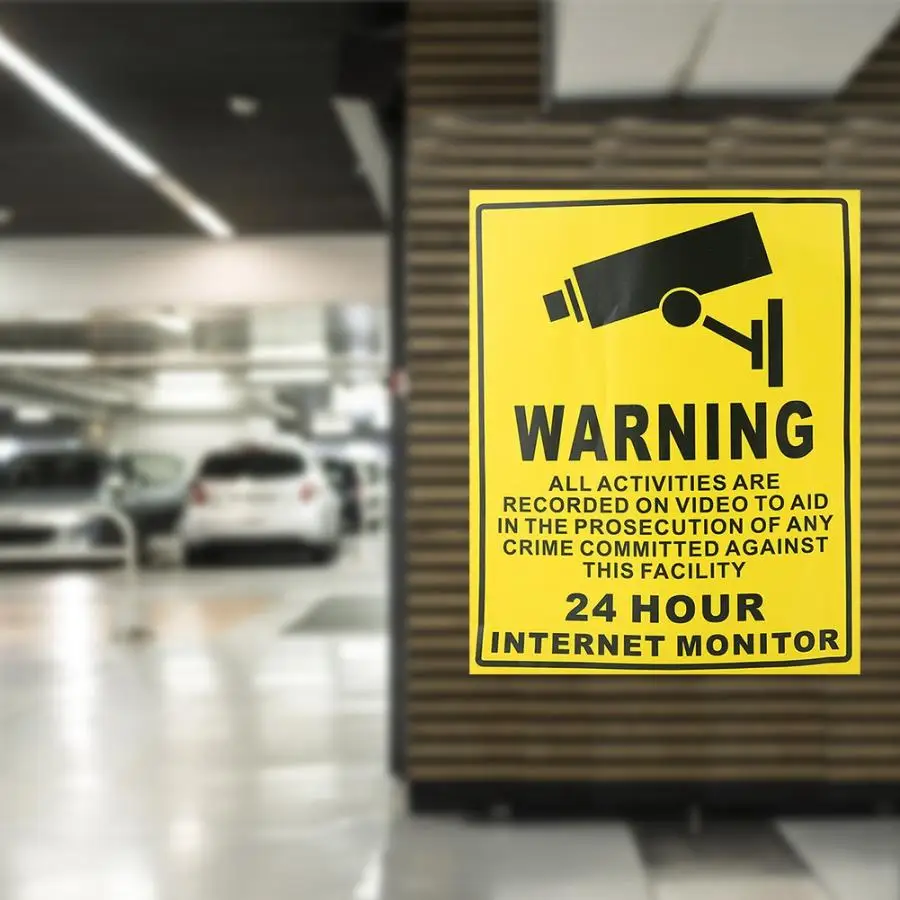 10pcs/Pack Security Warning Stickers 24 Hours Safety Alarm Warning ...