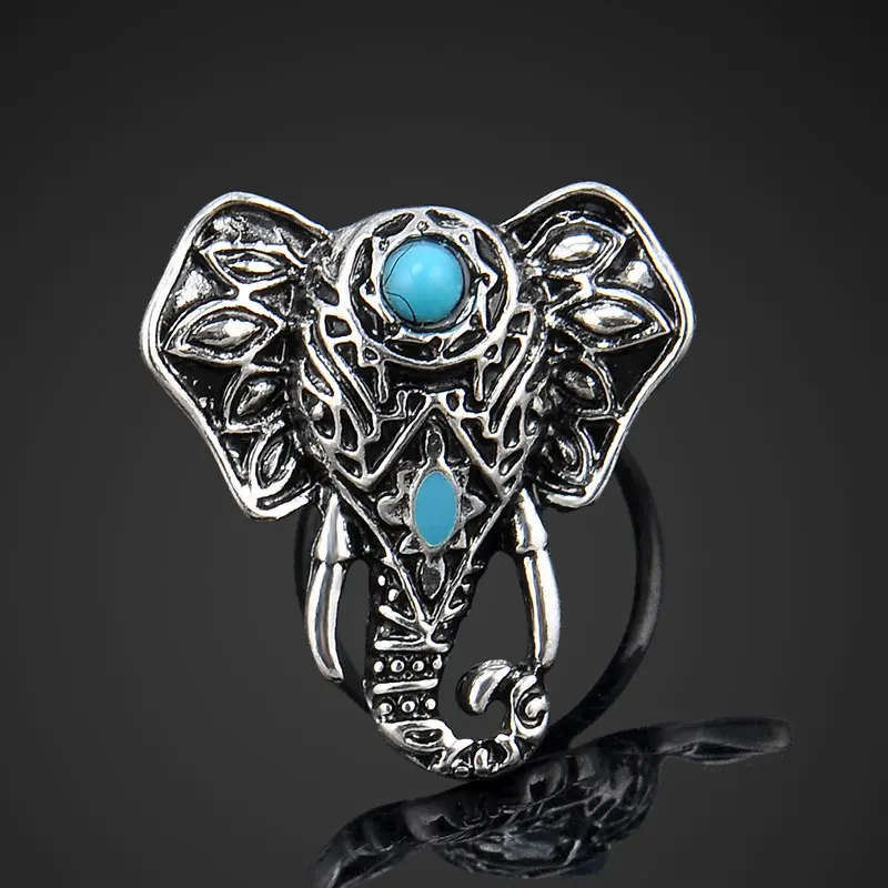 Fashion Vintage Gold Silver Elephant Rings Bohemian Elephant Finger ...