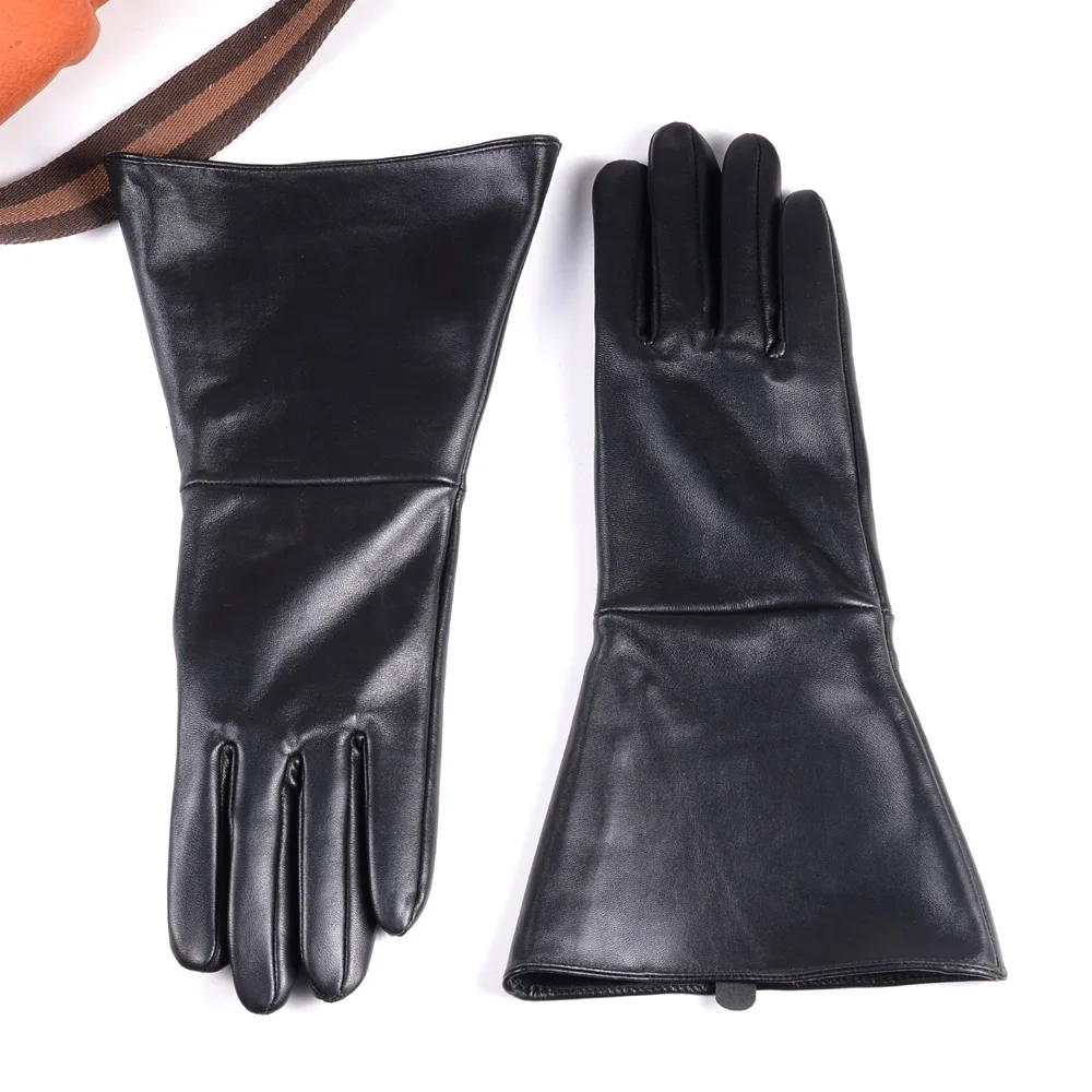 35CM-MEN-S-BLACK-SHEEPSKIN-LEATHER-MEDIEVAL-RENAISSANCE-LONG-CUFF ...