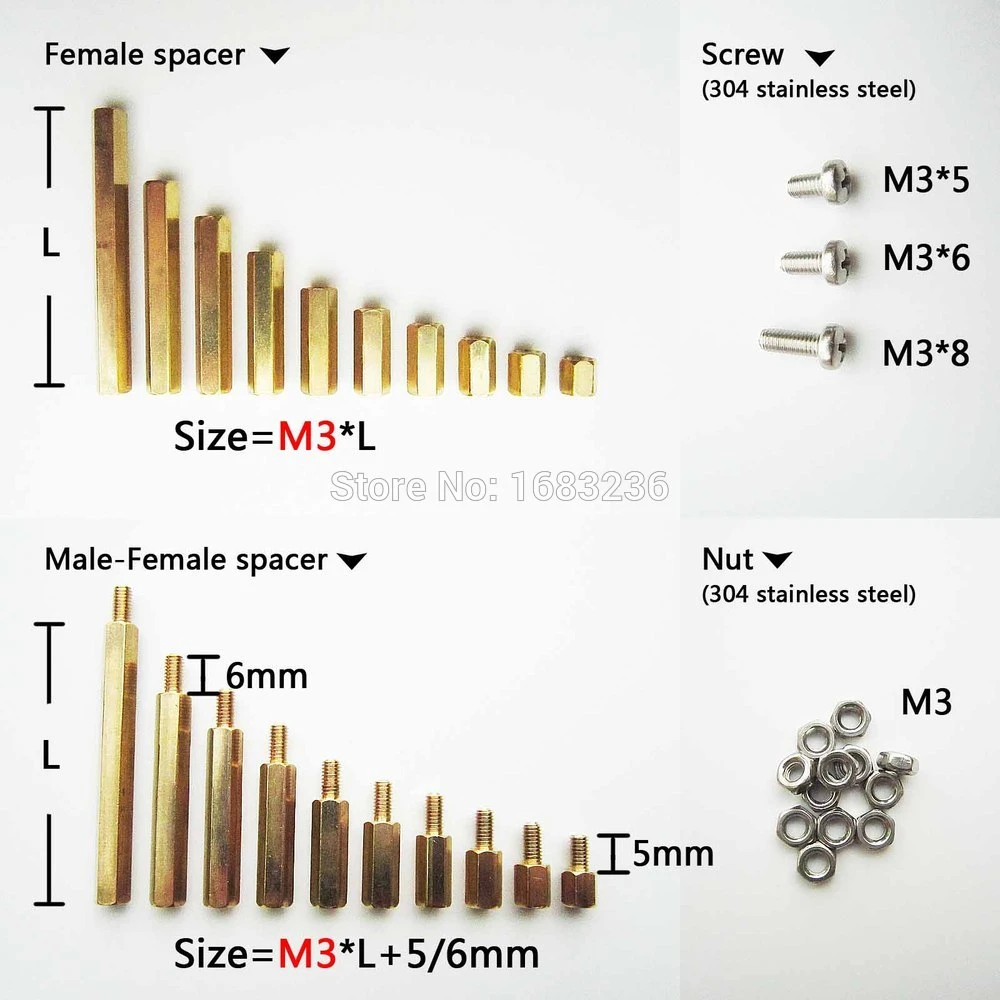 25pcs Solid Brass Copper M3 Hex Column Standoff Support M-f F-f Male ...