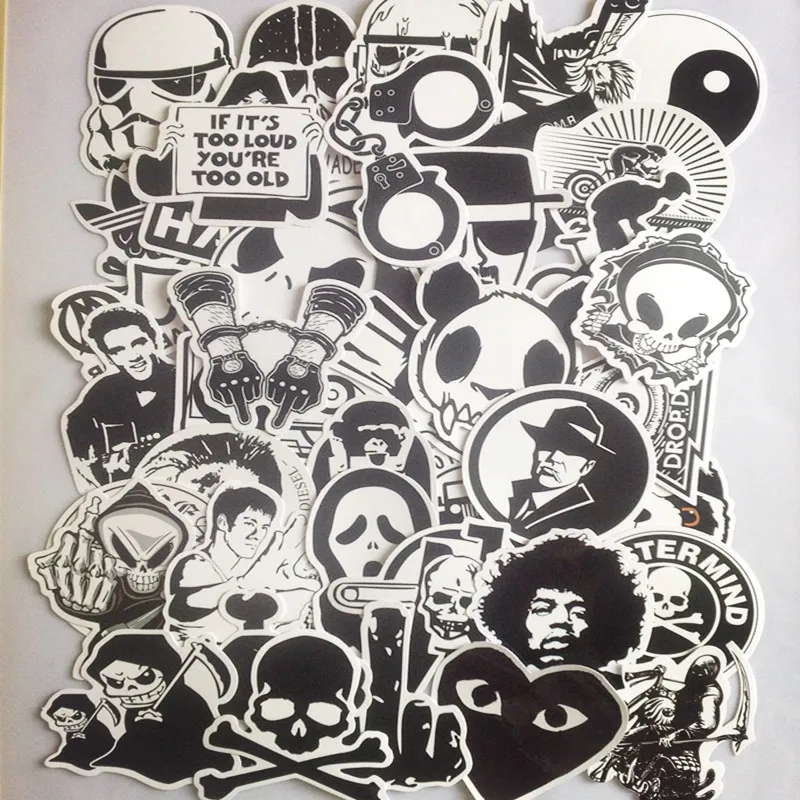 2017 new 100 PCS Black And White Sticker Styling Bike Luggage JDM ...