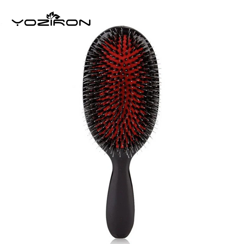 1pc Natural Boar Bristle Brush Oval Cushion Nylon Natural Hair Extension Brush For Barber