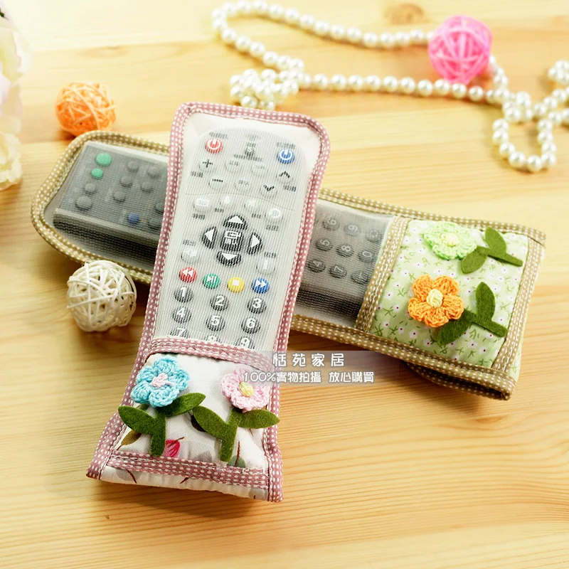Rustic-Handmade-Crochet-Flower-Remote-Control-Cover-Fabric-Air ...