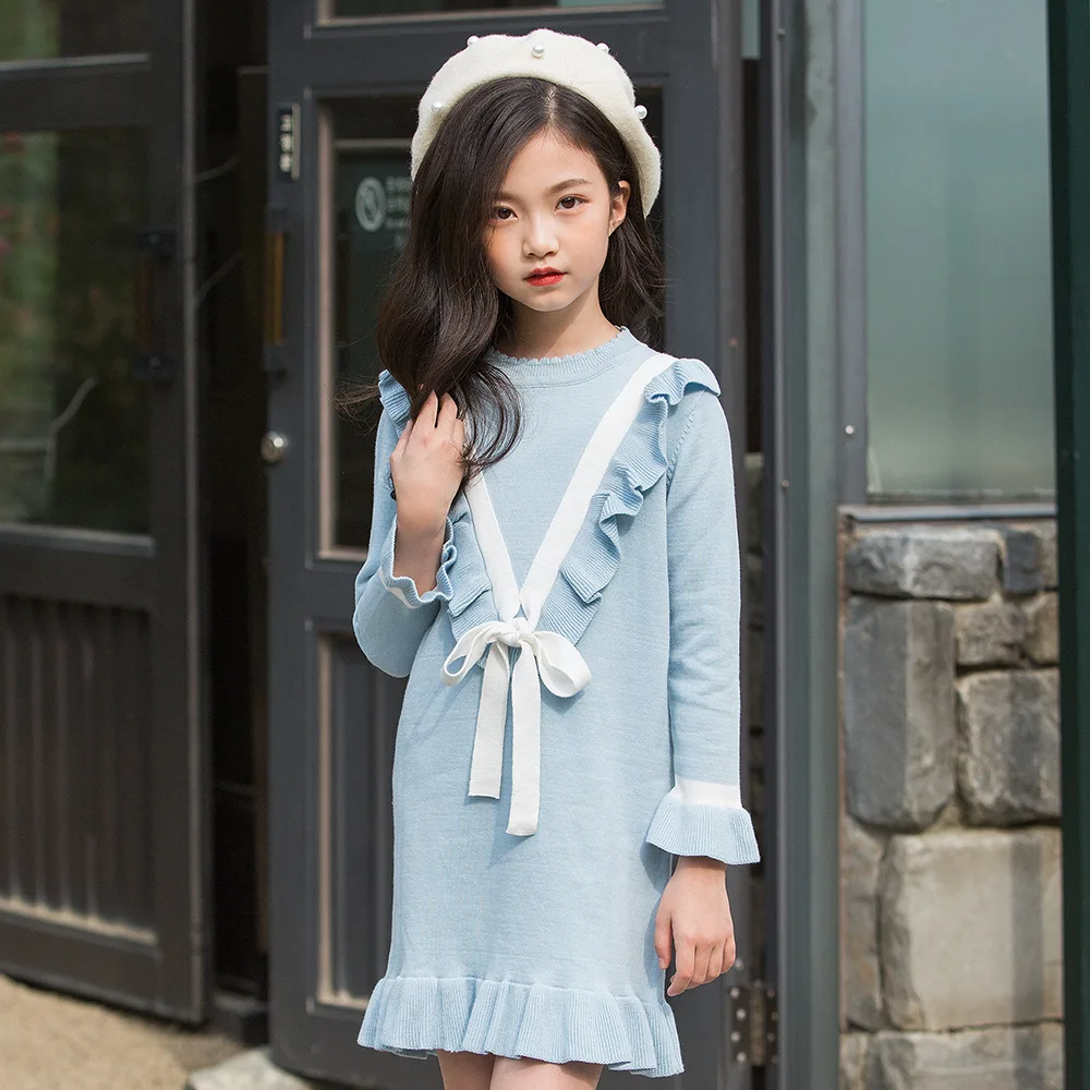 Girls Dress autumn children's princess dress cotton Knitted sweater ...